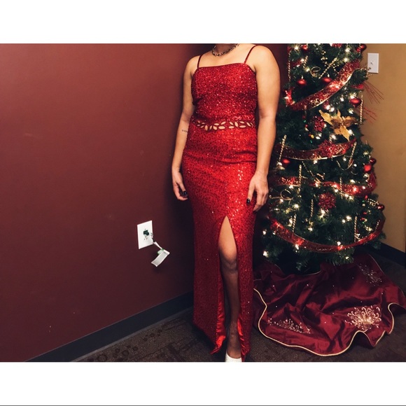Precious Formals | Dresses | Formal Long Beaded Red Dress | Poshmark